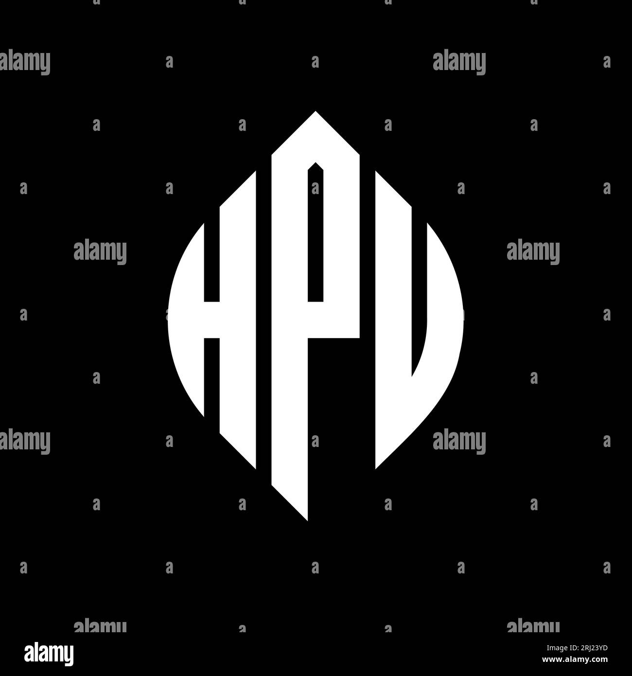 HPU circle letter logo design with circle and ellipse shape. HPU ...