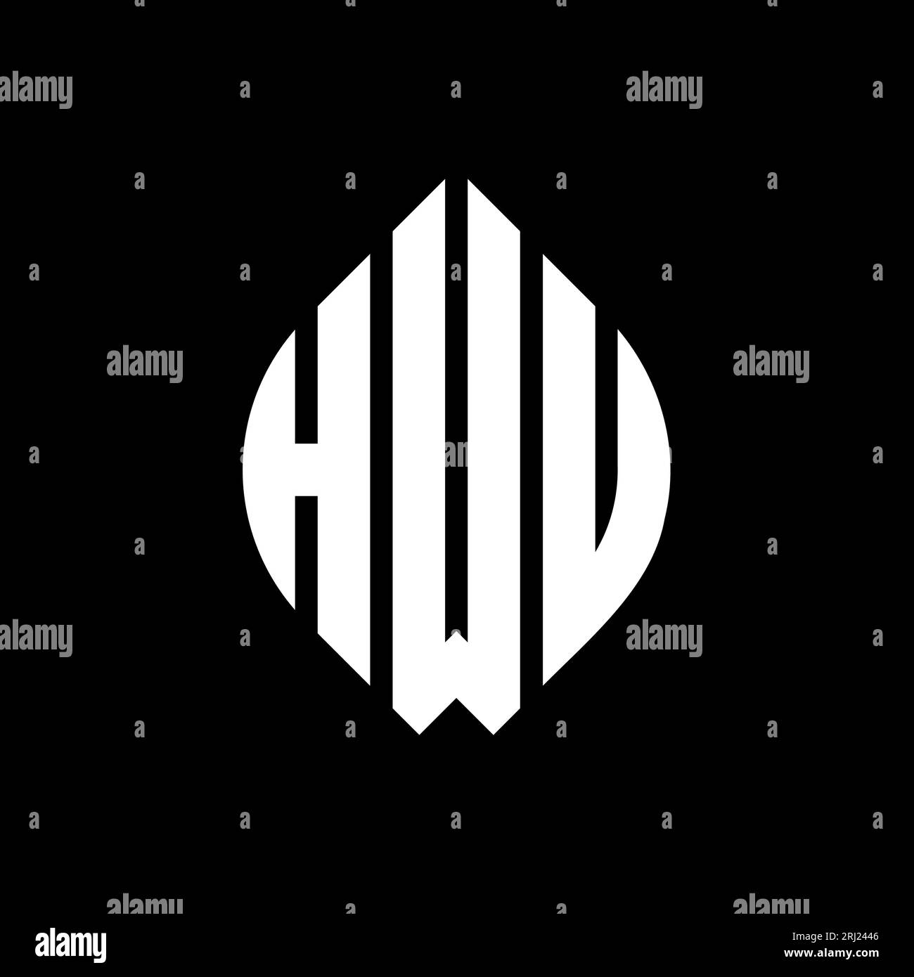 HWU circle letter logo design with circle and ellipse shape. HWU ...