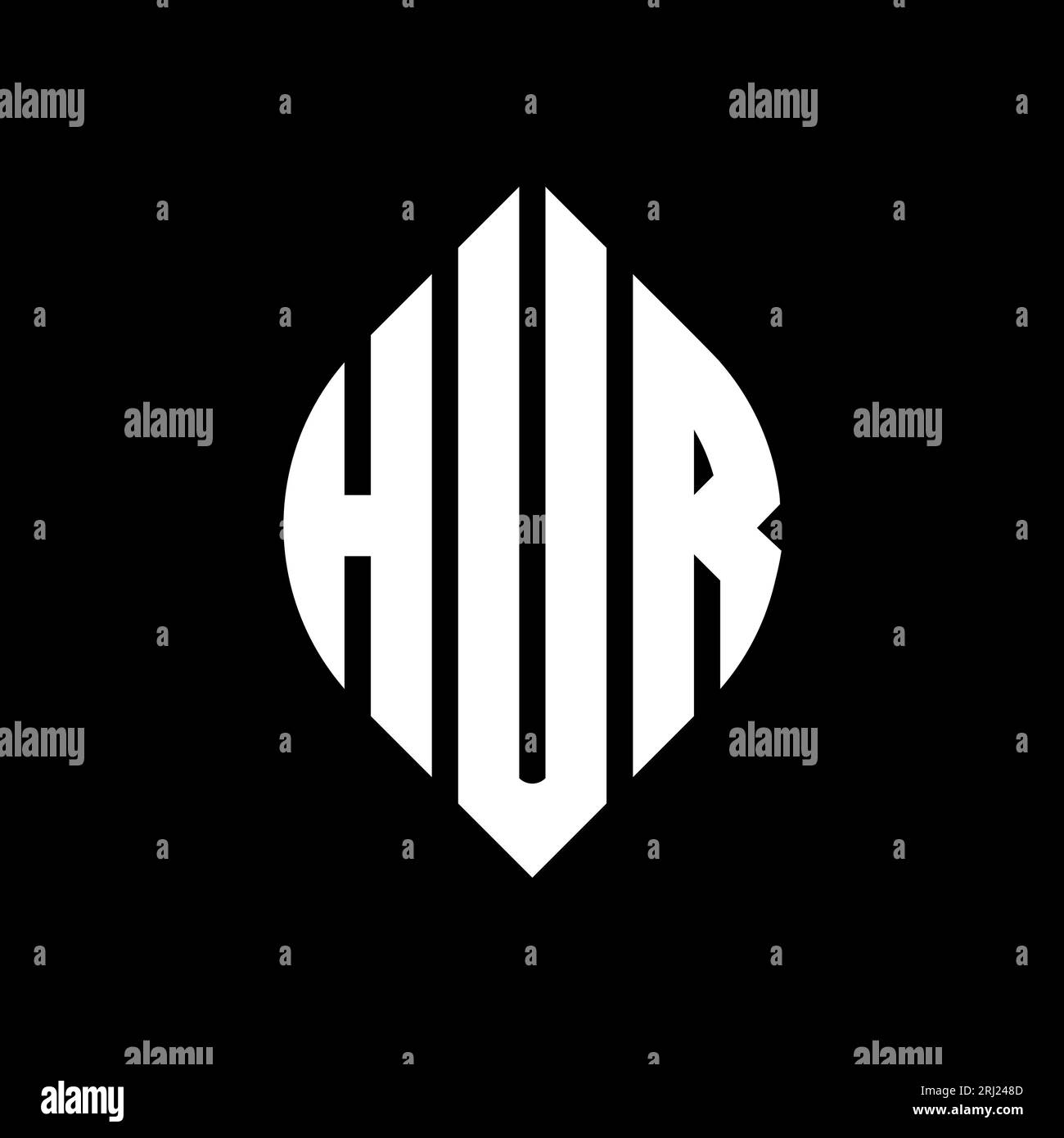 HUR circle letter logo design with circle and ellipse shape. HUR ...