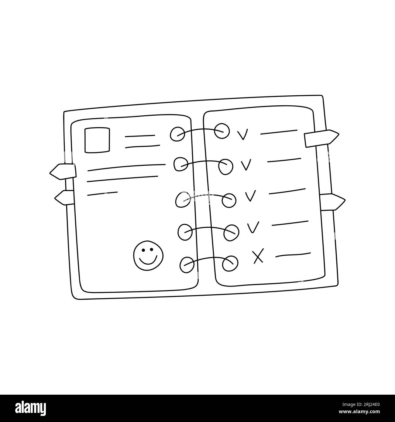 Doodle outline wirebound notebook, diary with notes, stickers and ...