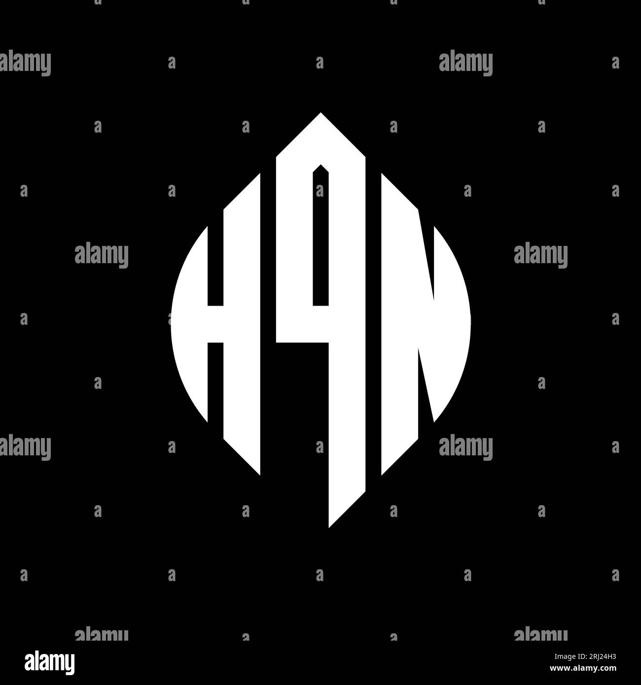 HQN circle letter logo design with circle and ellipse shape. HQN ...