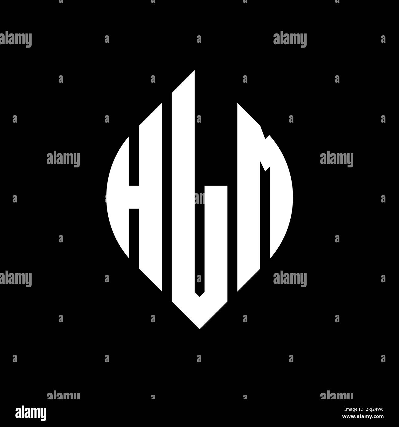 HLM circle letter logo design with circle and ellipse shape. HLM ...