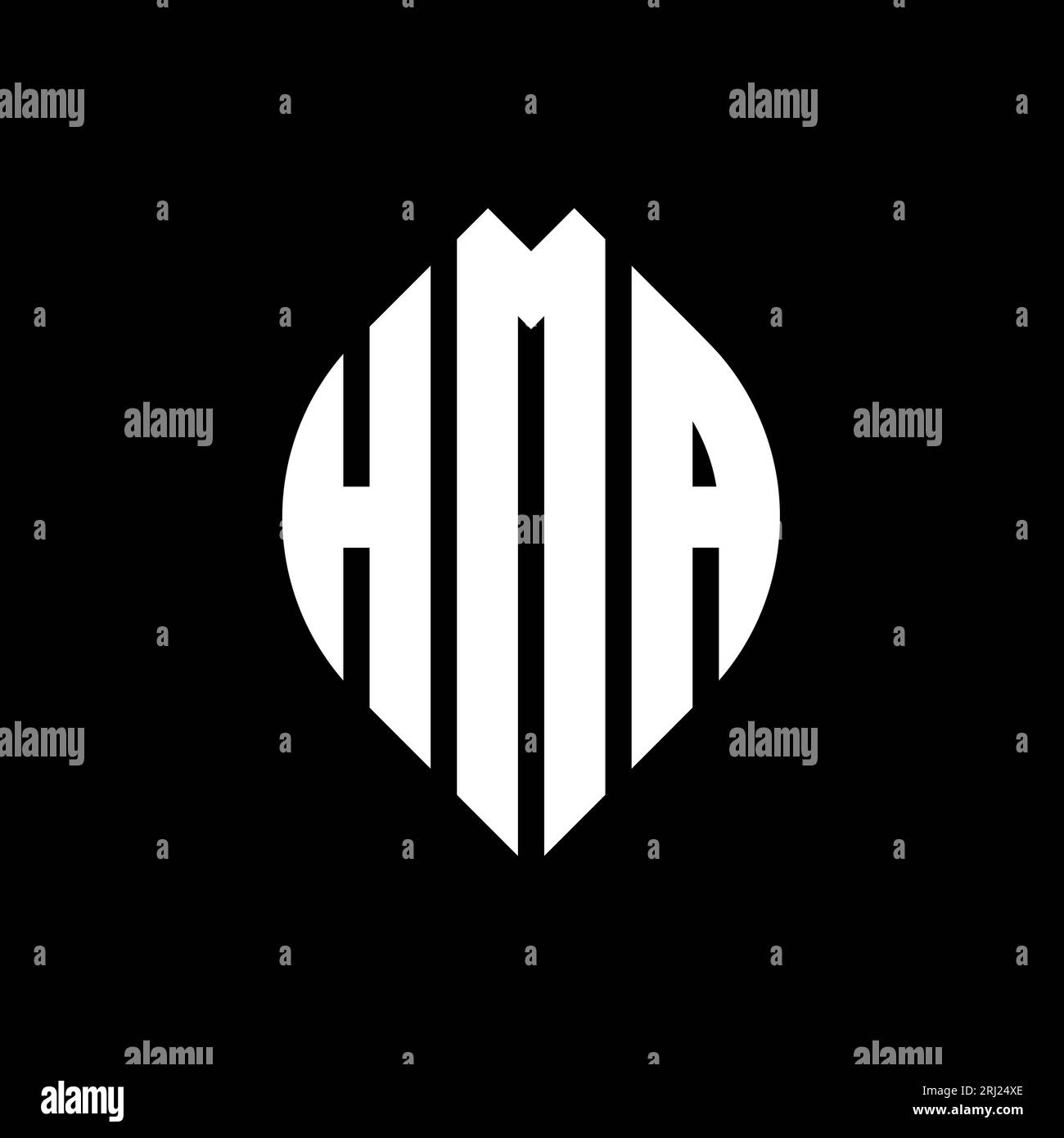HMA circle letter logo design with circle and ellipse shape. HMA ...