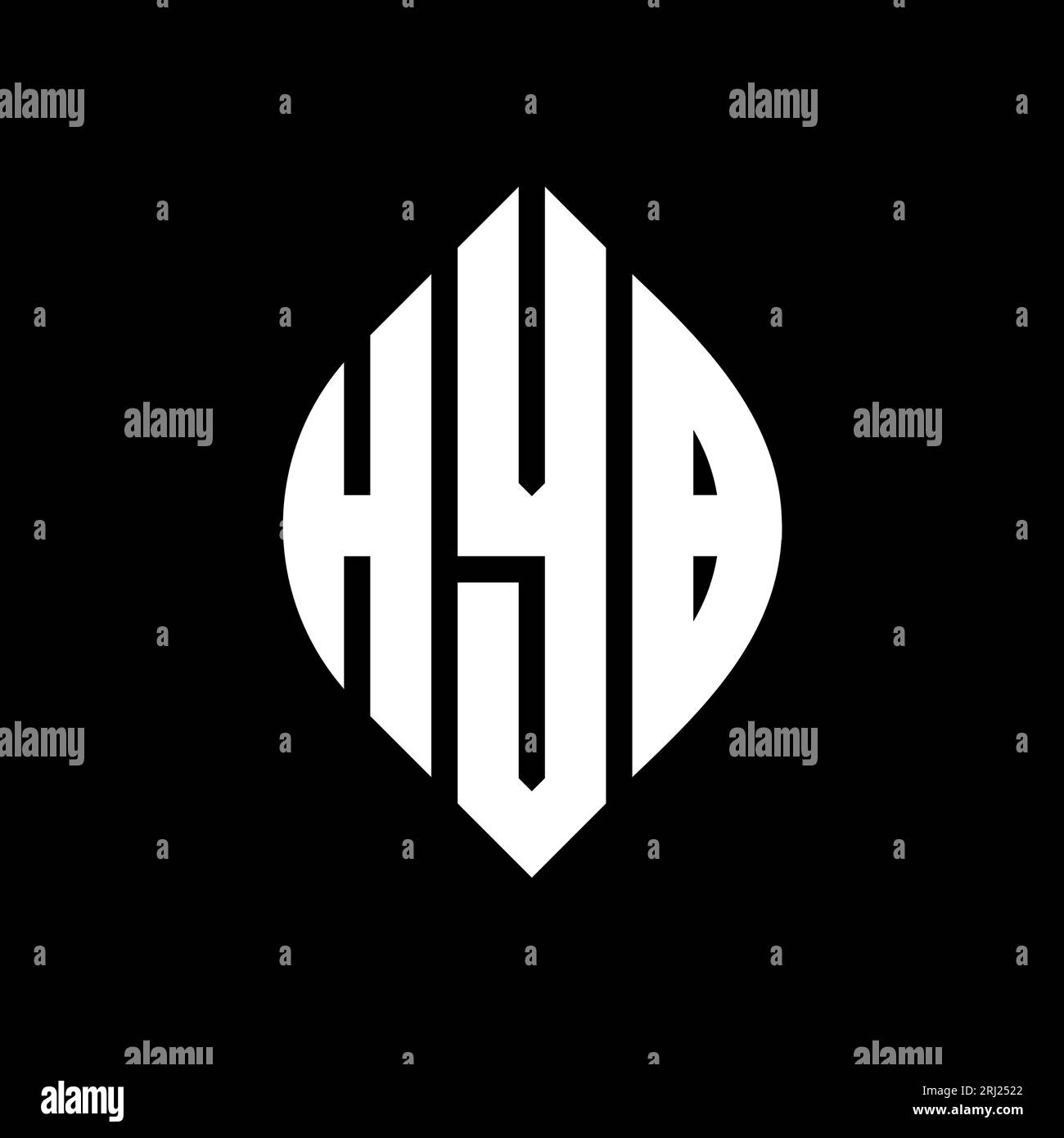HYB circle letter logo design with circle and ellipse shape. HYB ...