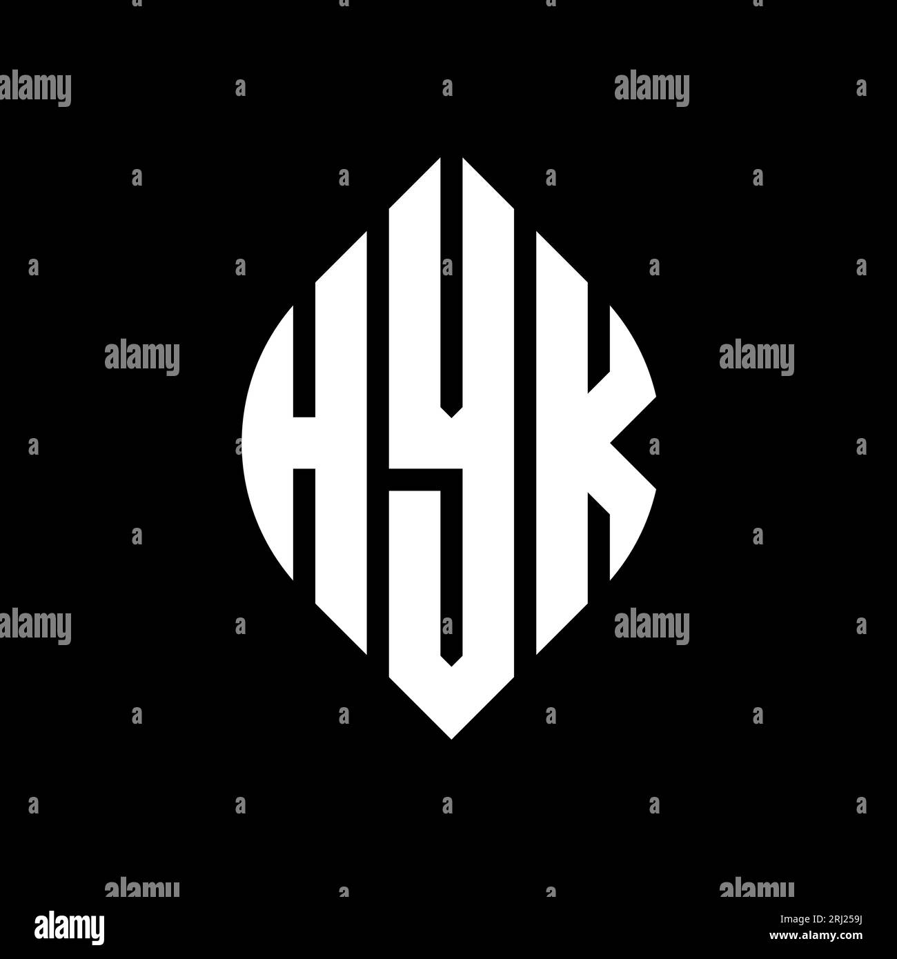 HYK circle letter logo design with circle and ellipse shape. HYK ...