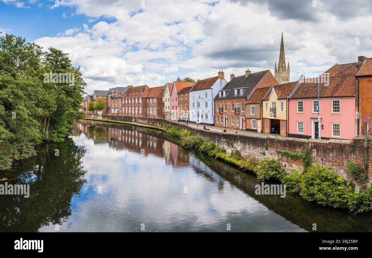 Pretty multi coloured houses pictured from Fye Bridge lining the River ...
