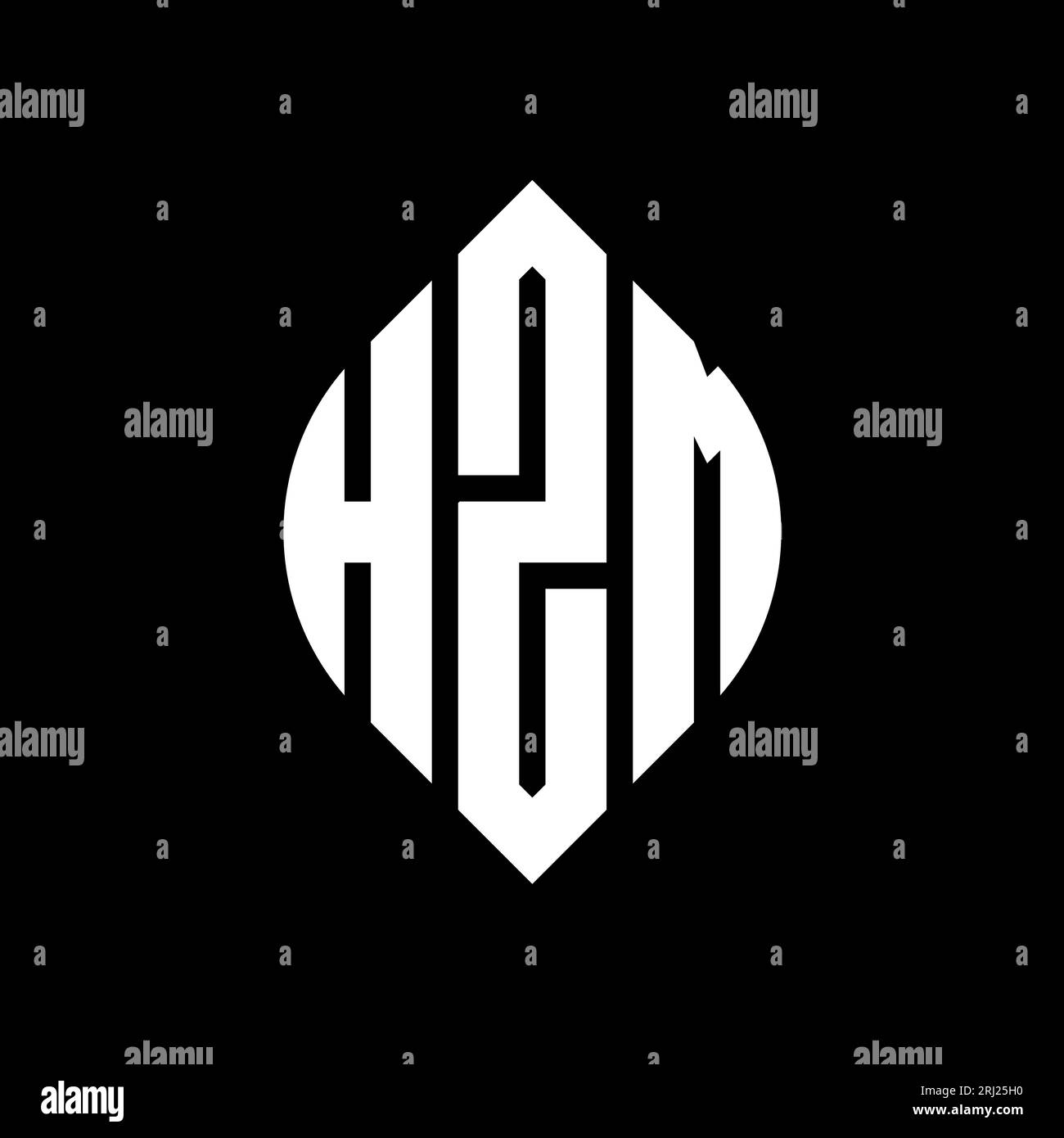 HZM circle letter logo design with circle and ellipse shape. HZM ...