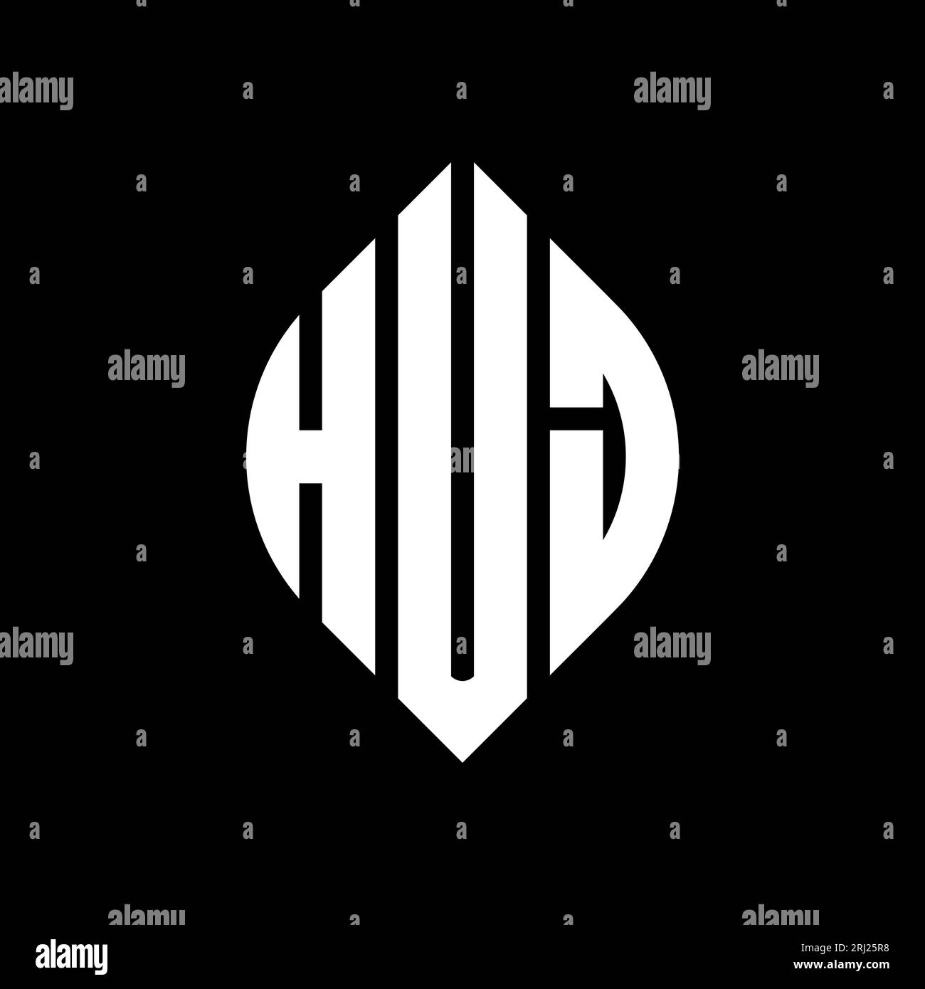 HUJ circle letter logo design with circle and ellipse shape. HUJ ...