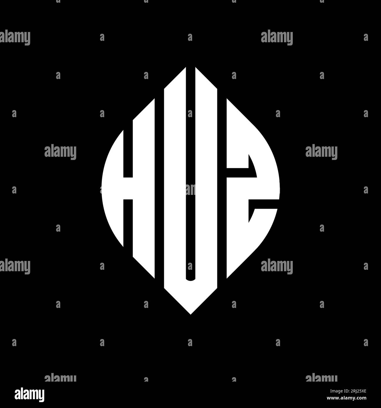 HUZ circle letter logo design with circle and ellipse shape. HUZ ...