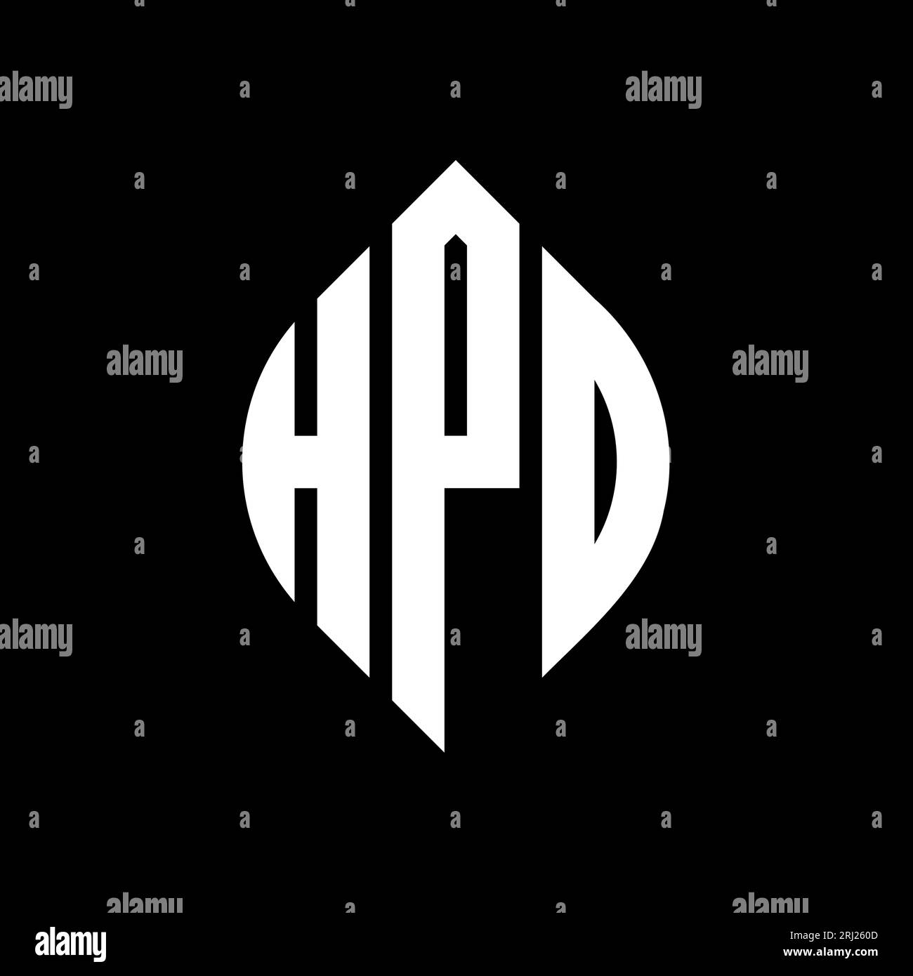 HPO circle letter logo design with circle and ellipse shape. HPO ...
