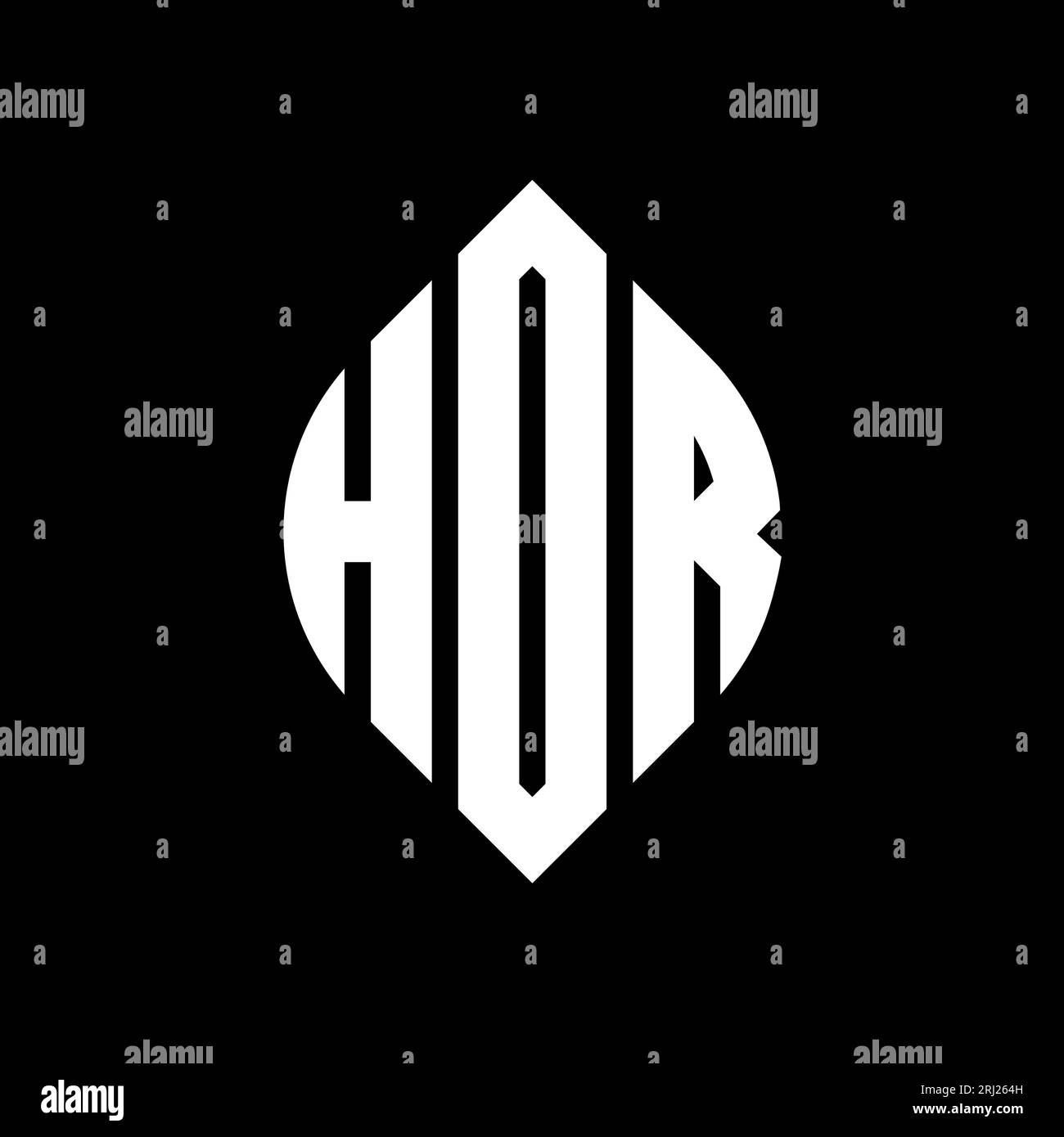 HOR circle letter logo design with circle and ellipse shape. HOR ...
