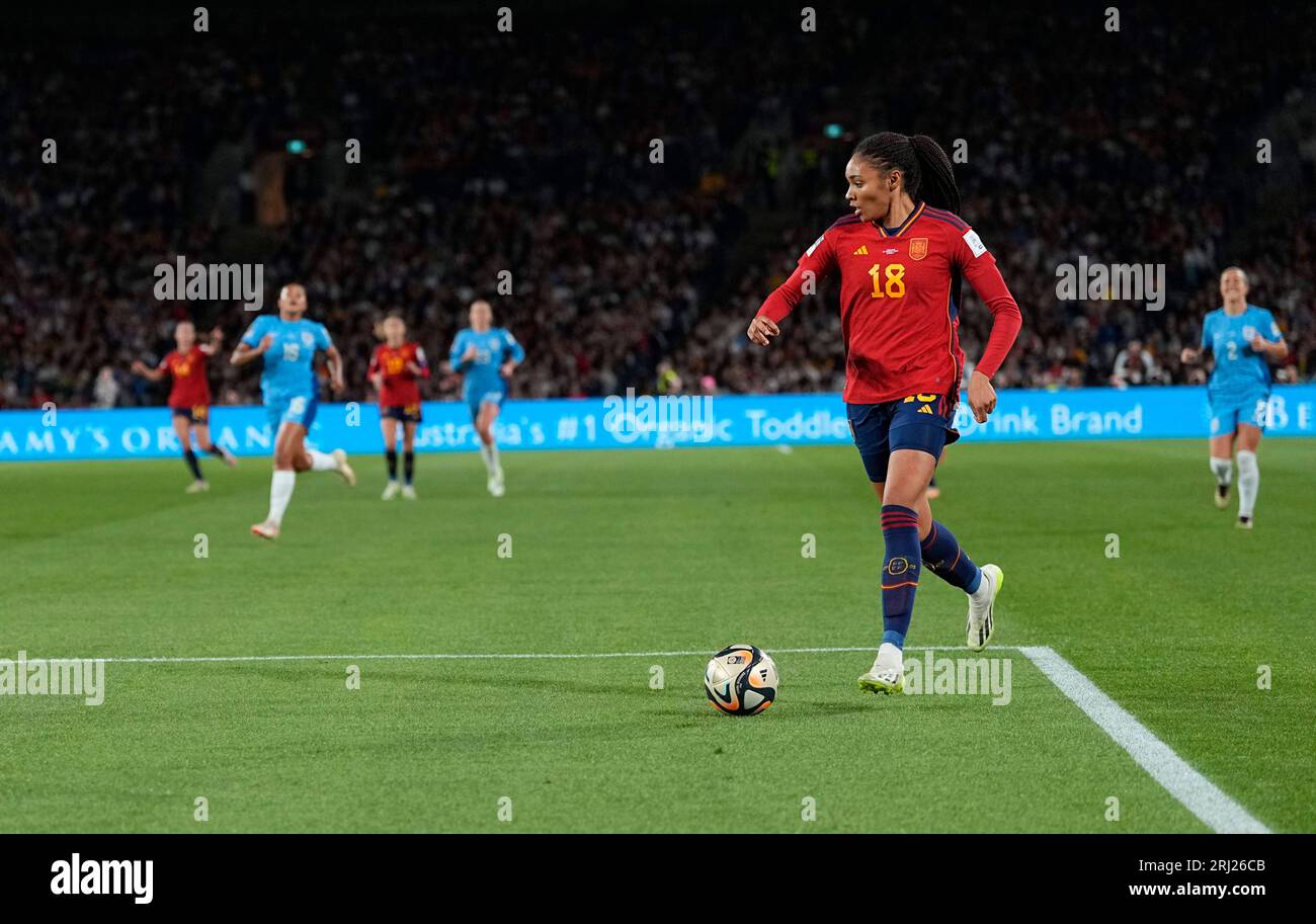 August 20 2023: Salma Paralluelo (Spain) controls the ball during a ...
