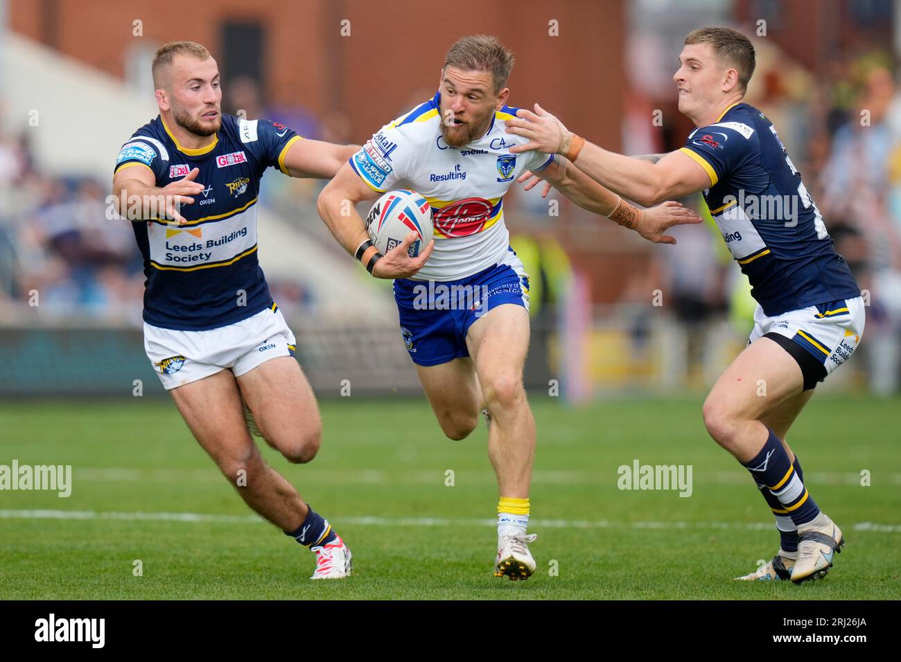 Leeds, UK. 20th Aug, 2023. Matt Dufty #1 of Warrington Wolves breaks ...