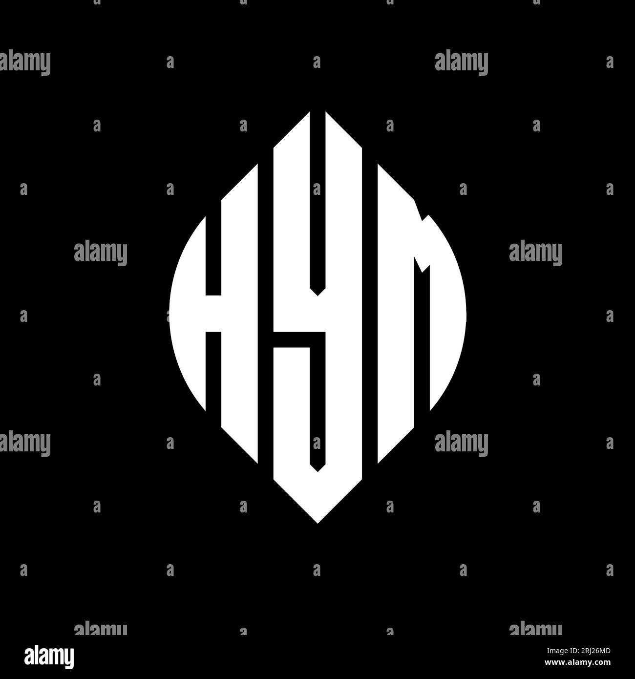 HYM circle letter logo design with circle and ellipse shape. HYM ...