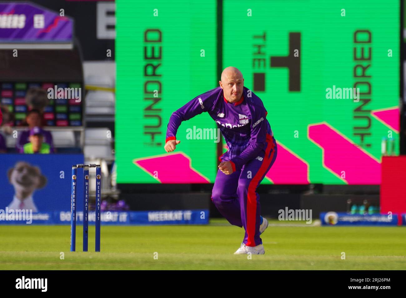 Leeds, 11 August 2023. Callum Parkinson bowling for Northern ...