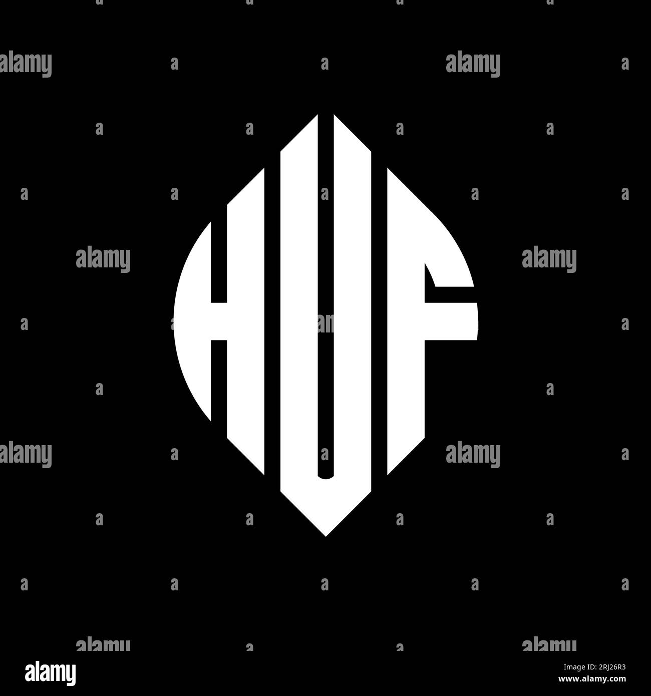 HUF circle letter logo design with circle and ellipse shape. HUF ...