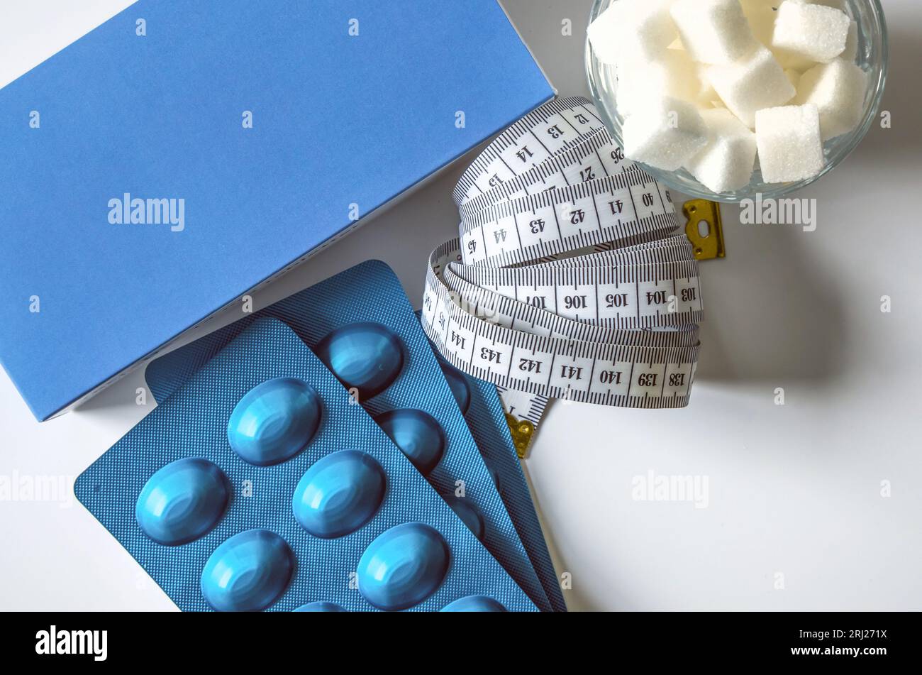 Medical concept. Drugs blister packaging. Medications drugs, flat lay ...