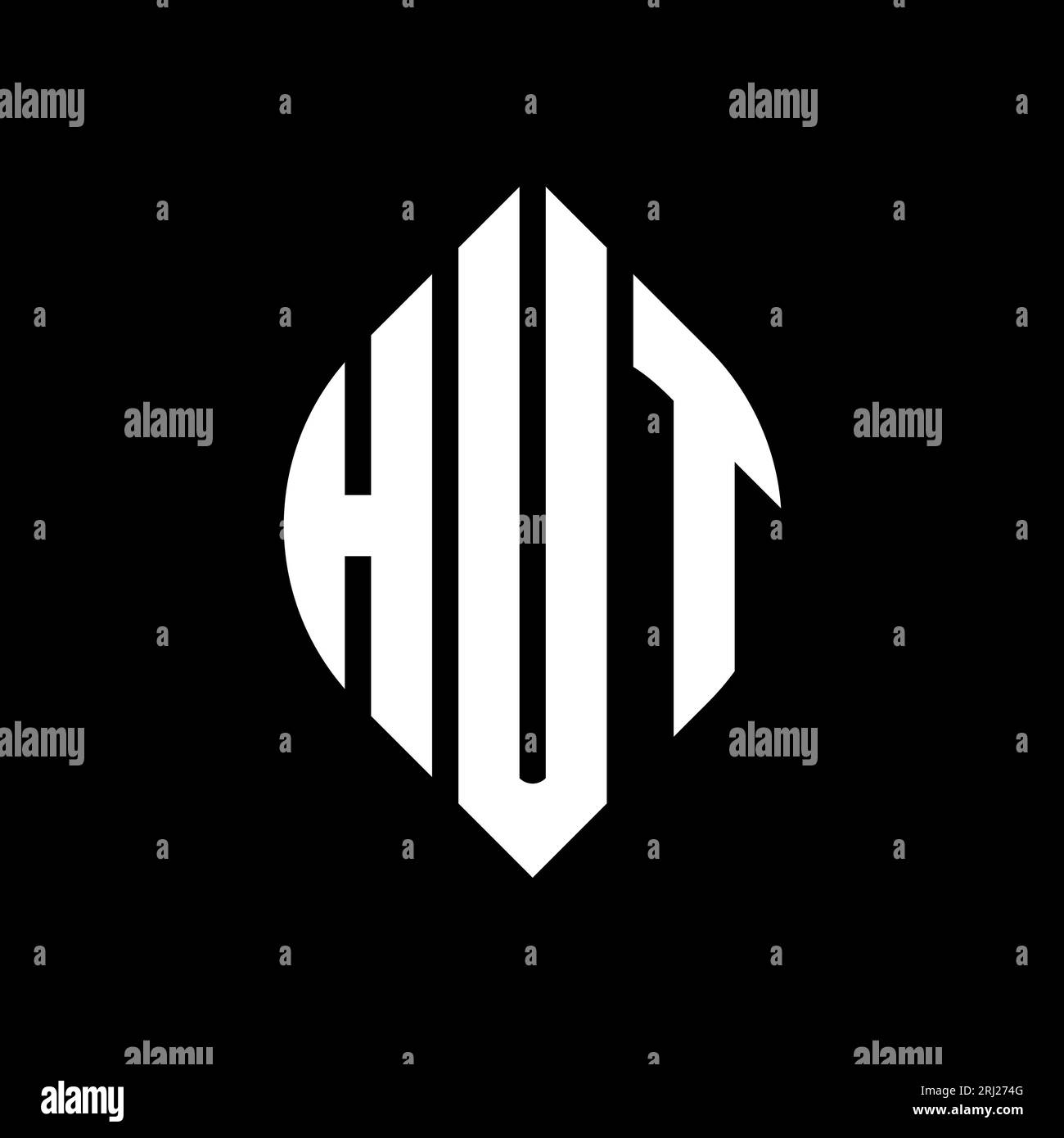 HUT circle letter logo design with circle and ellipse shape. HUT ...