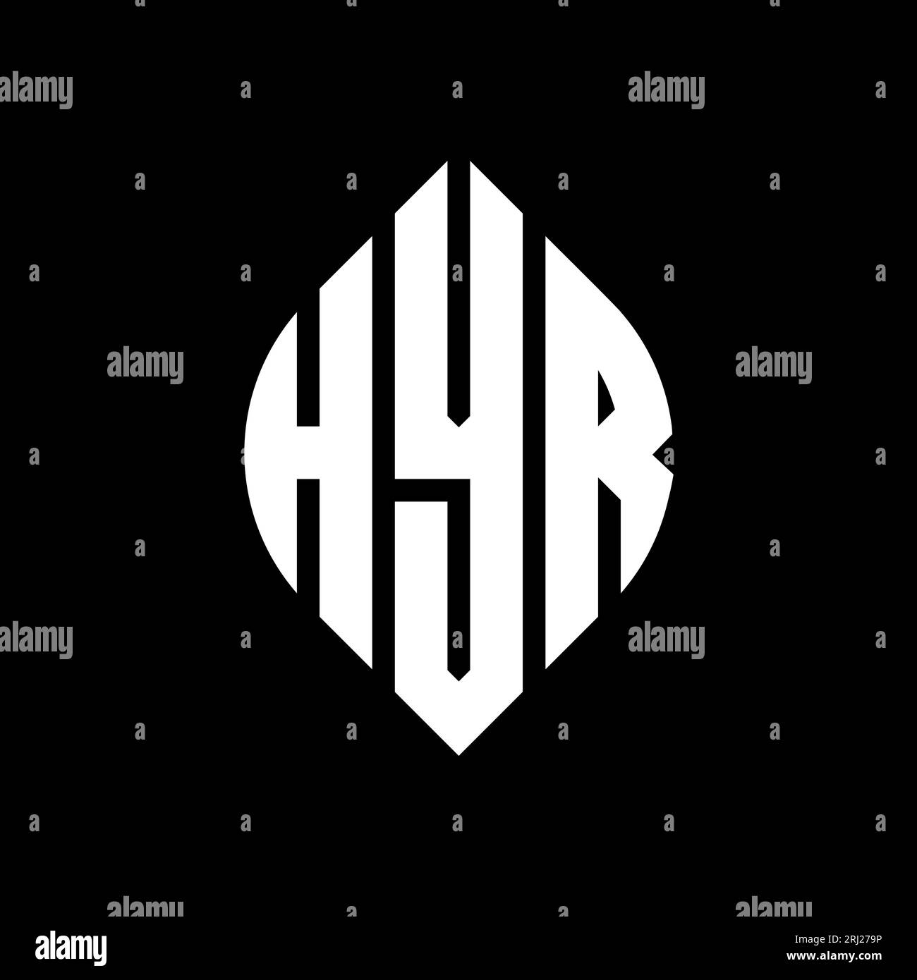 HYR circle letter logo design with circle and ellipse shape. HYR ...