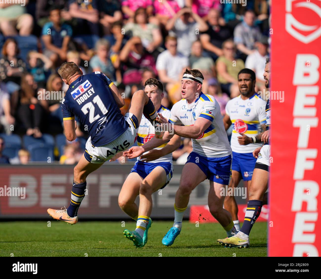 Leeds, UK. 20th Aug, 2023. Luke Hooley #21 of Leeds Rhinos collects a ...