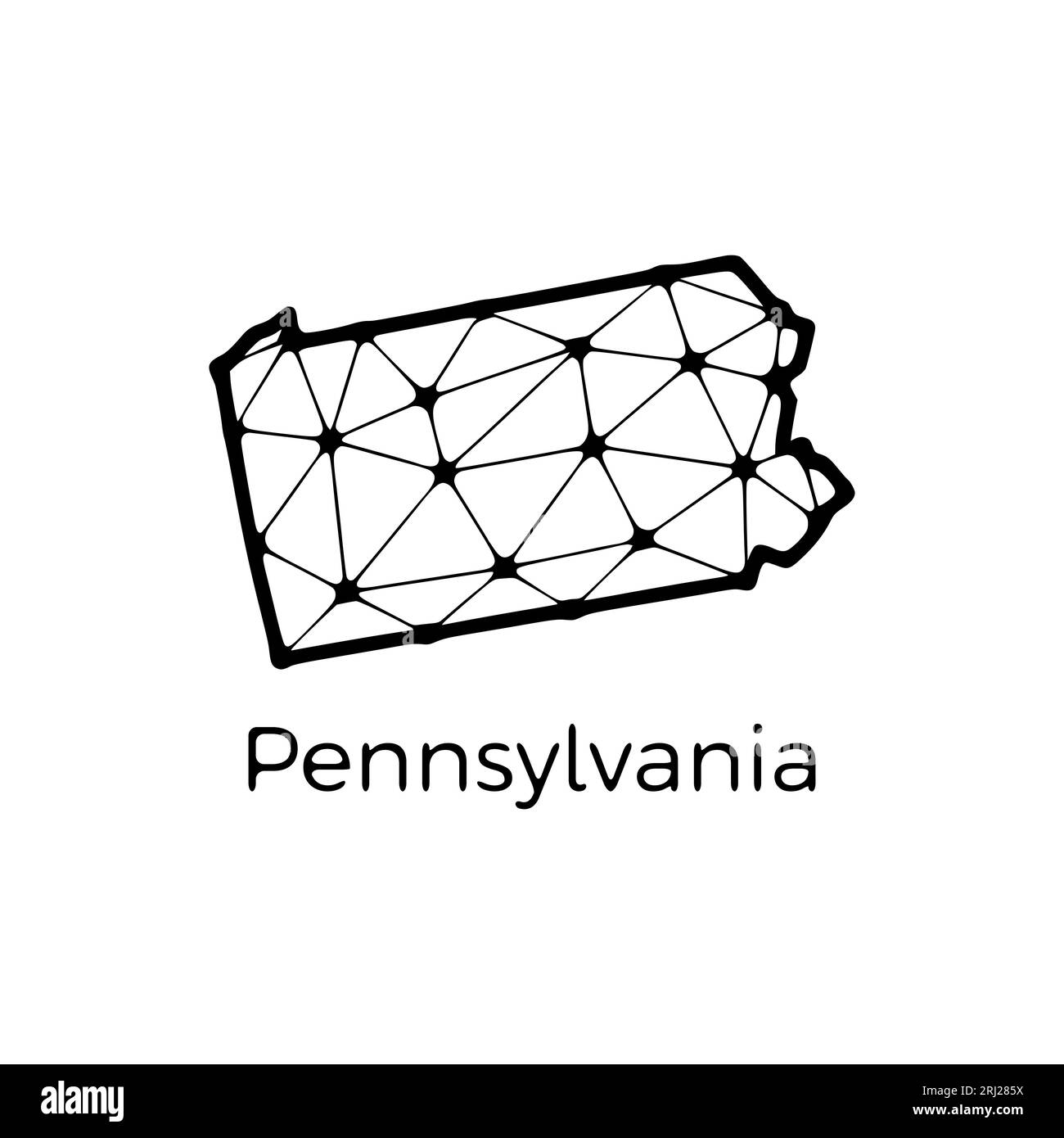 Pennsylvania state map polygonal illustration made of lines and dots ...