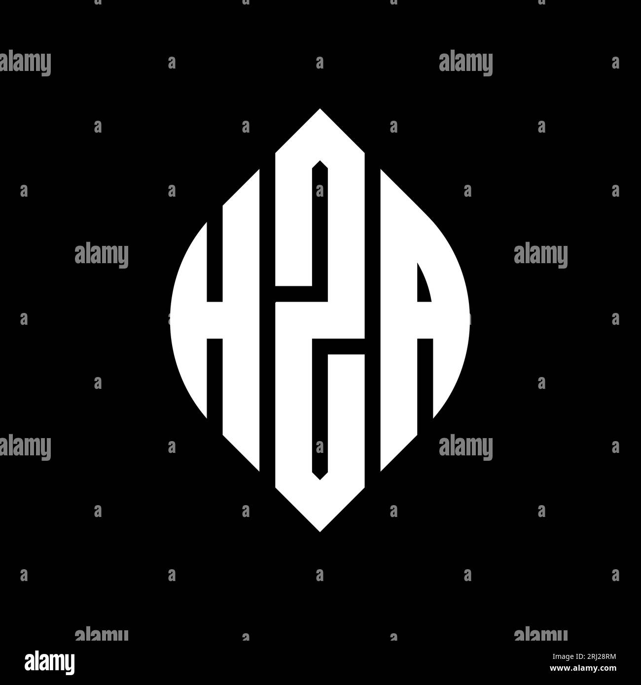 HZA circle letter logo design with circle and ellipse shape. HZA ...