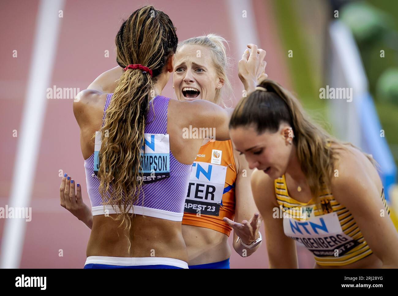 BUDAPEST - Anouk Vetter is third, with the winner Katarina Johnson ...