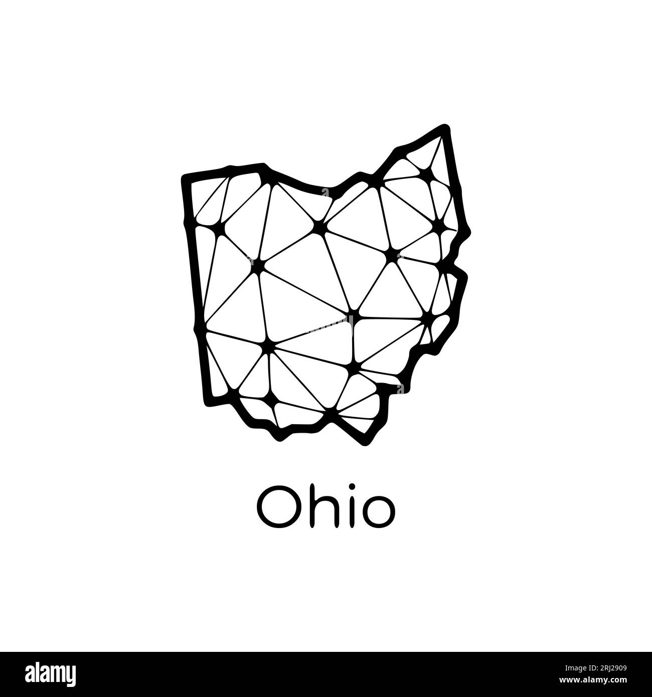 Ohio state map polygonal illustration made of lines and dots, isolated ...