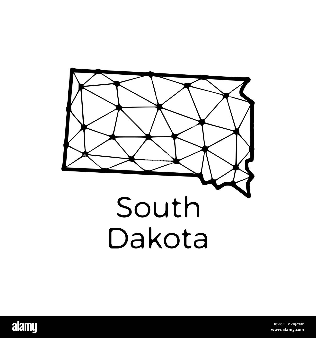 South Dakota state map polygonal illustration made of lines and dots ...