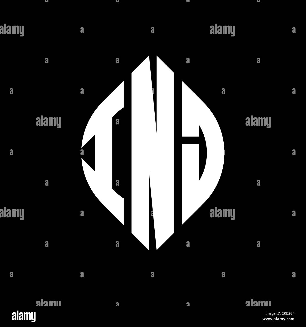 INJ circle letter logo design with circle and ellipse shape. INJ ...