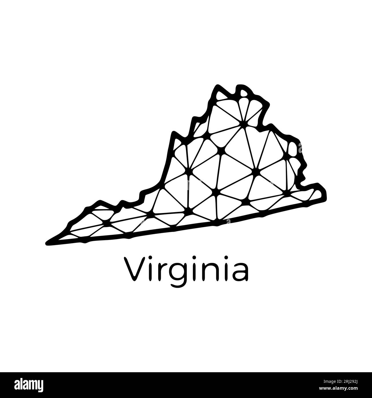 Virginia state map polygonal illustration made of lines and dots ...