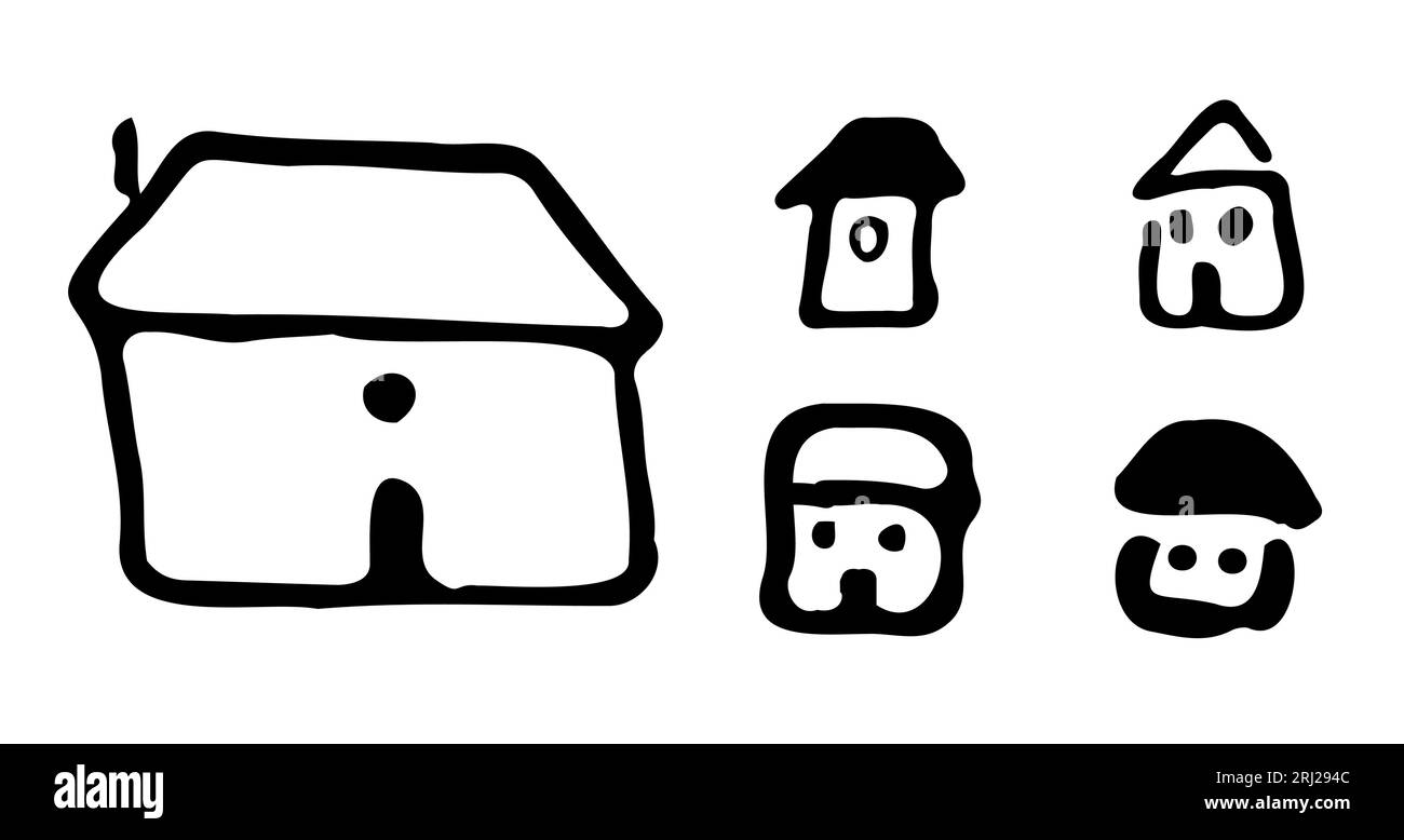 Whimsy hand drawn house vector motif for rural residential clipart ...