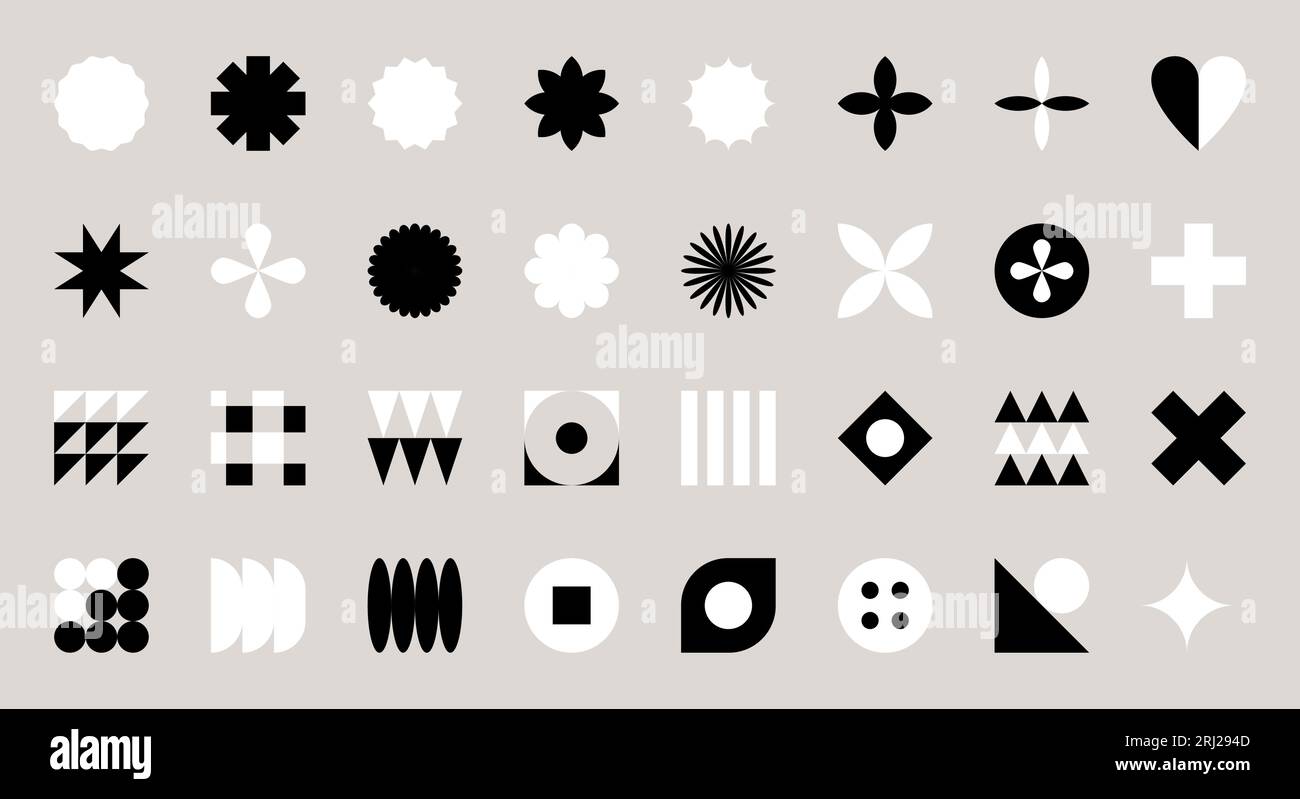 Set of creative abstract geometric shapes. Design elements in style of brutalism, Swiss ...