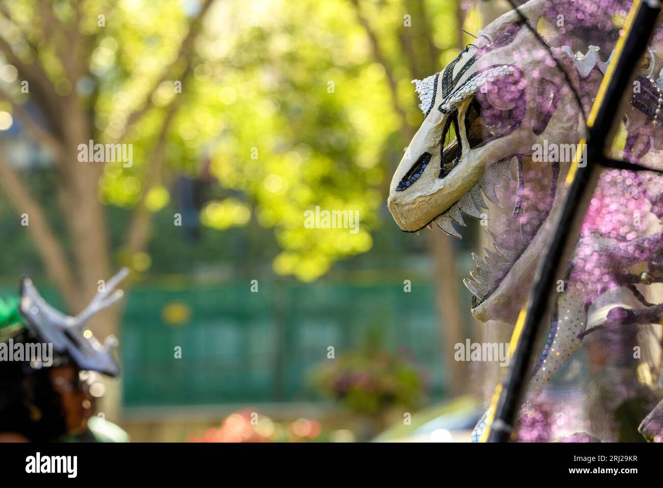 Fake dinosaur model for the Carifest Calgary Parade's grand finale in ...