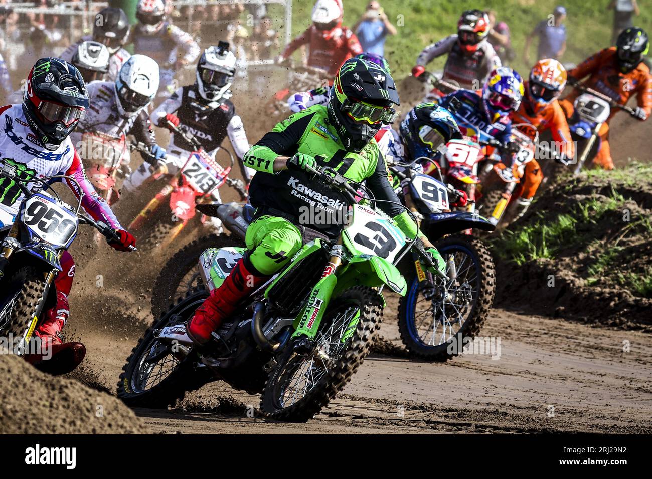 ARNHEM - 20/08/2023 Romain Febvre (FRA) takes the lead into the corner ...