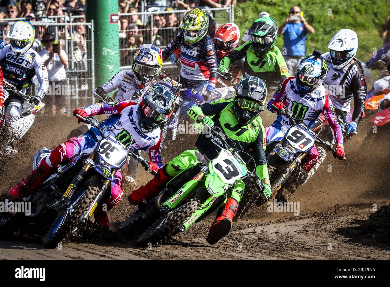 ARNHEM - 20/08/2023 Romain Febvre (FRA) takes the lead into the corner ...