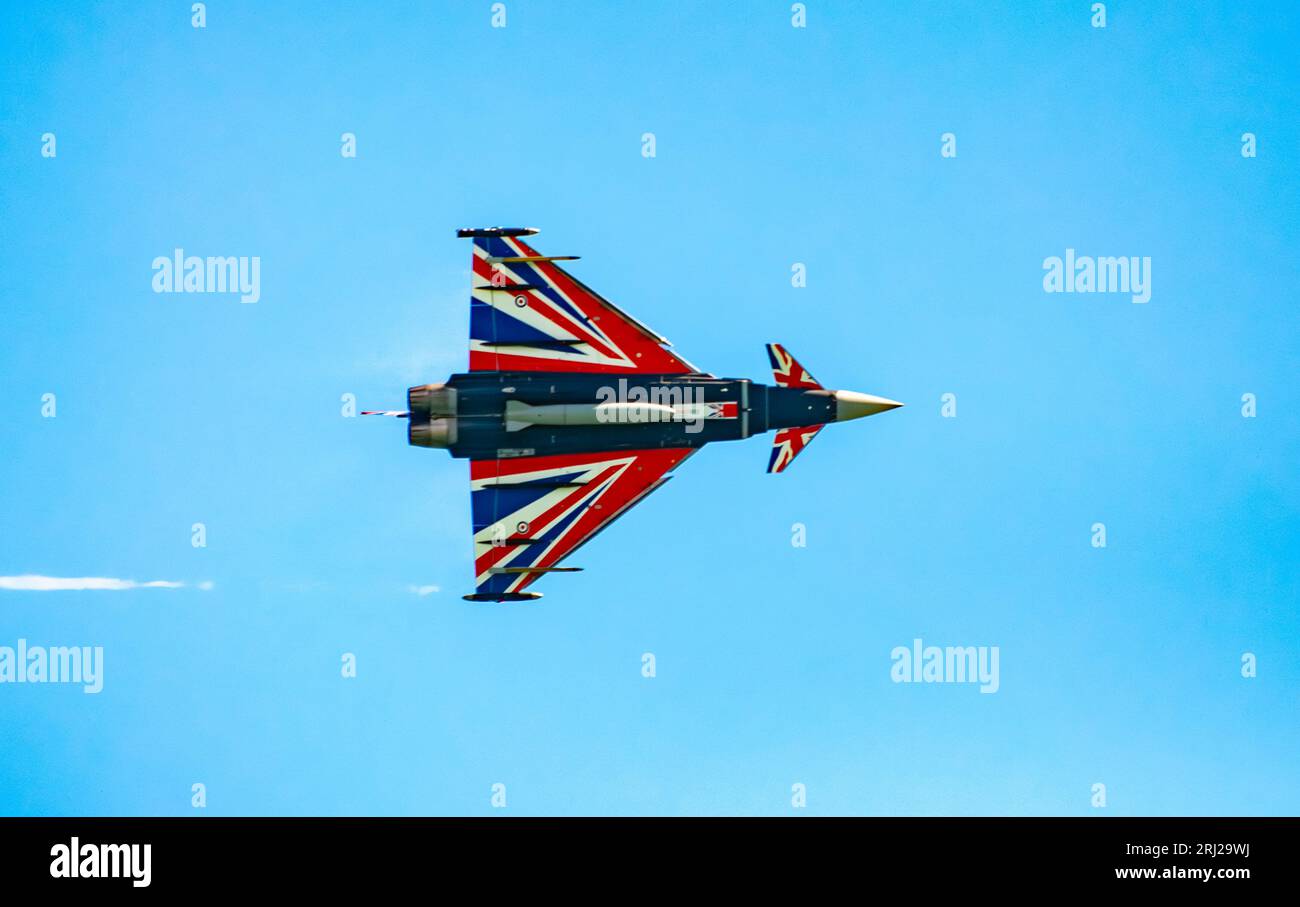 RAF Eurofighter Typhoon FGR4 flies along the seafront at the annual ...