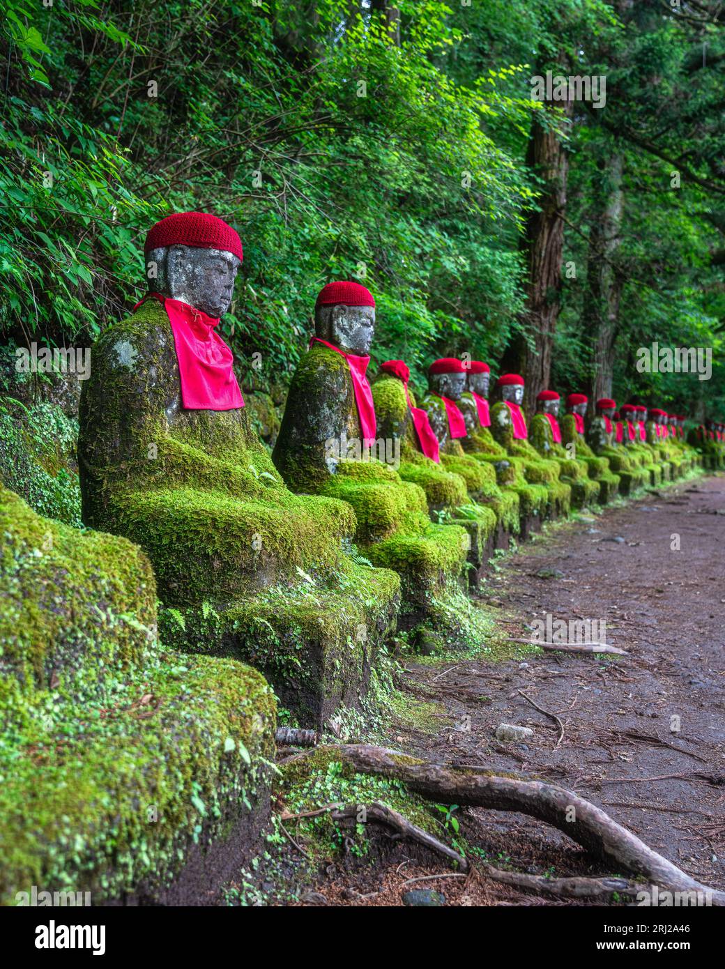 Jizo statues in the famous Kanmangafuchi Abyss in Nikko. Tochigi ...