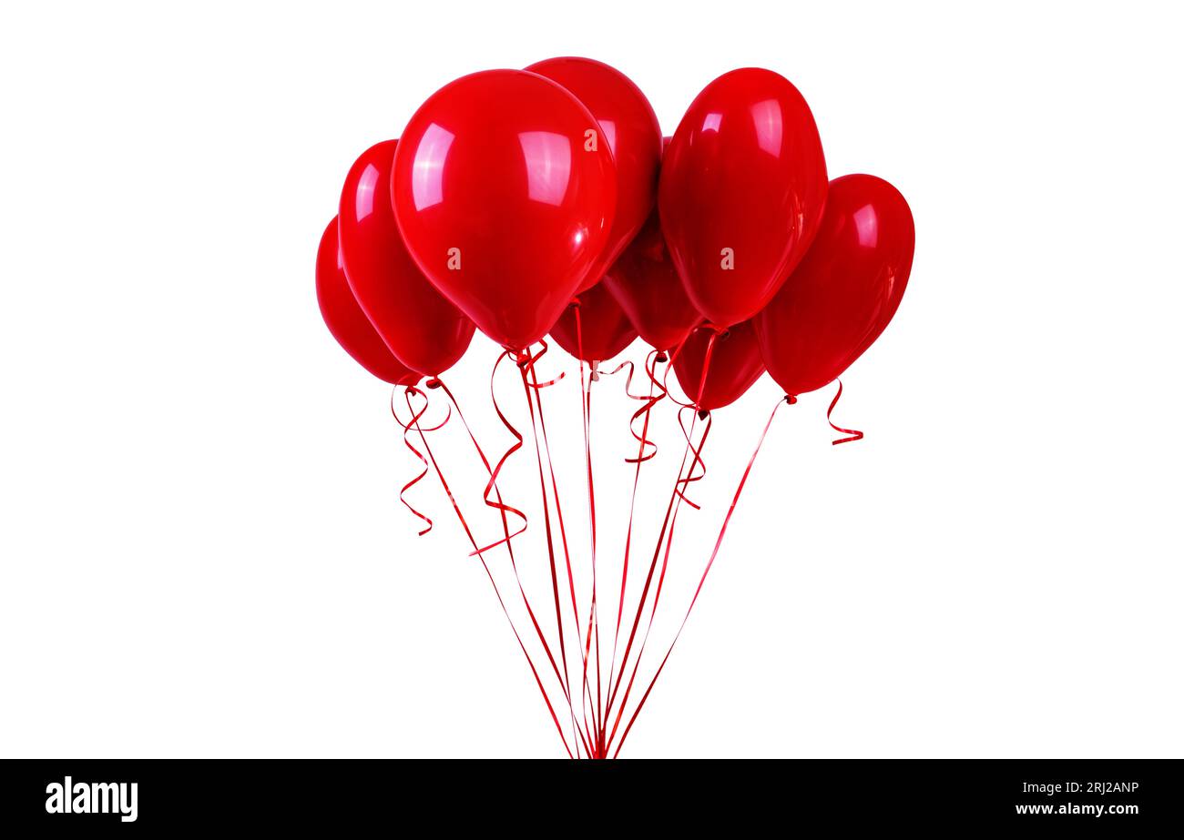 helium red balloons isolated on white background Stock Photo - Alamy