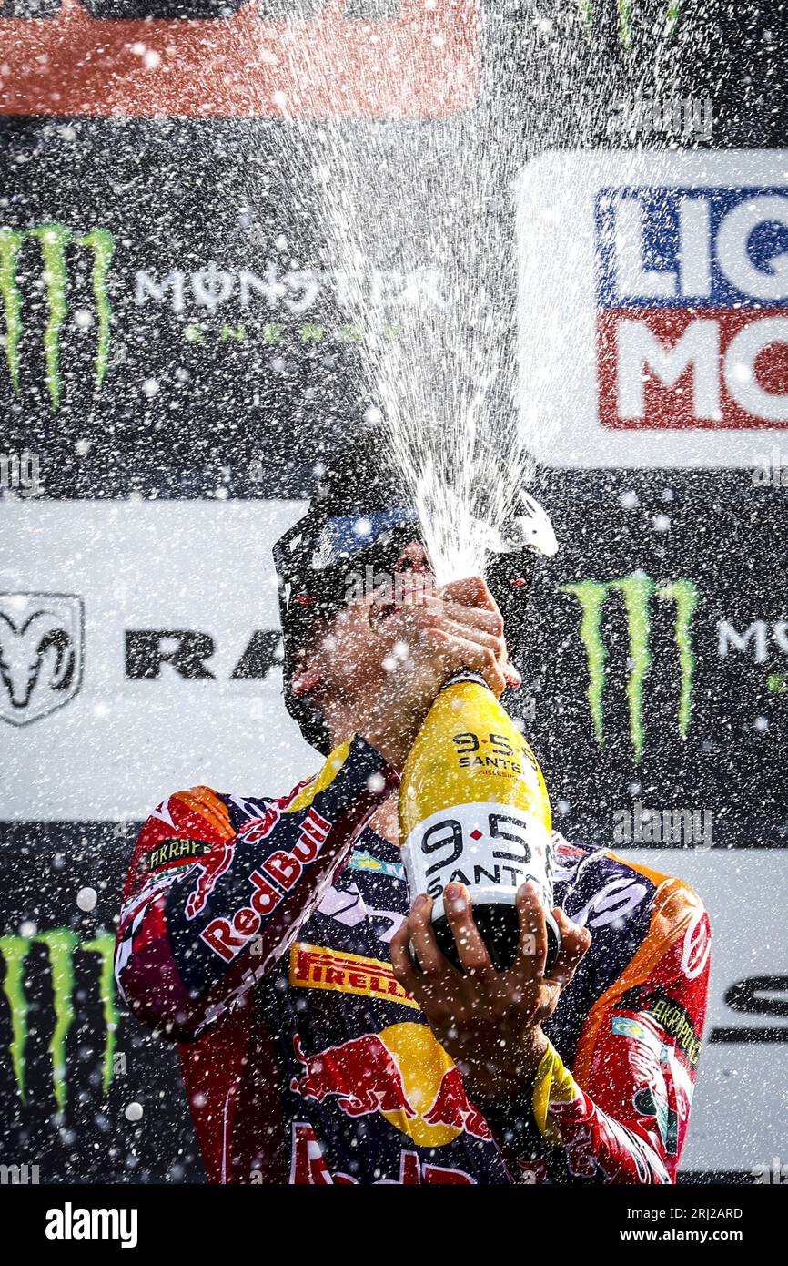 ARNHEM - 20/08/2023 Liam Everts (BEL) at the podium ceremony of the MX2 ...