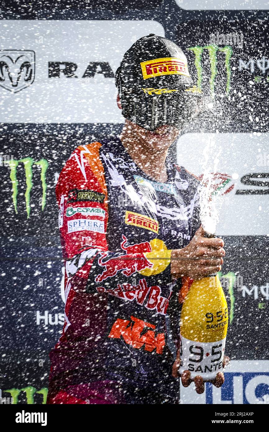 ARNHEM - 20/08/2023 Liam Everts (BEL) at the podium ceremony of the MX2 ...