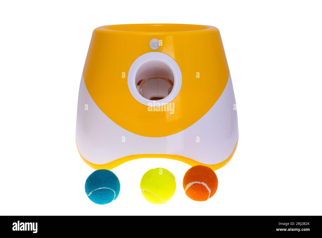 dog ball throwing machine isolated on white background Stock Photo - Alamy