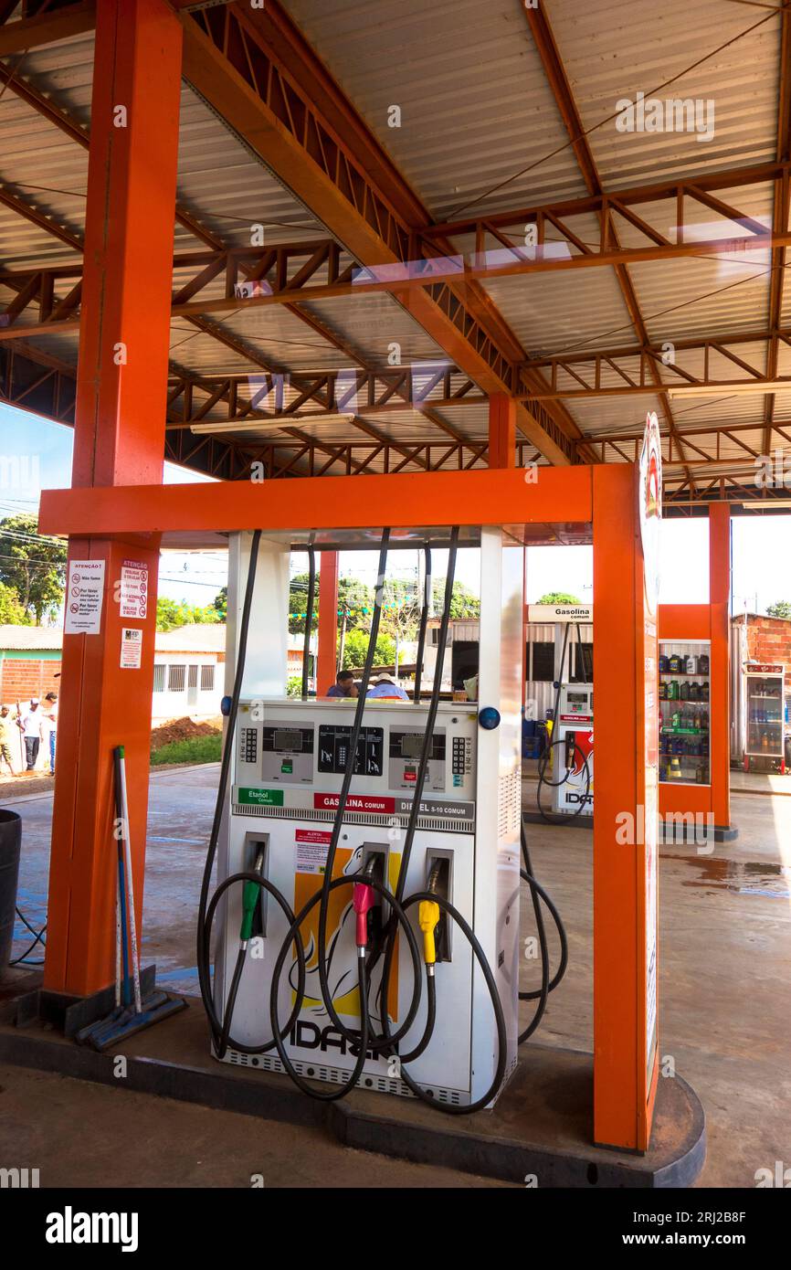 Gas, Petrol, Diesel pumps at a station in Mato Grosso, Brazil Stock ...