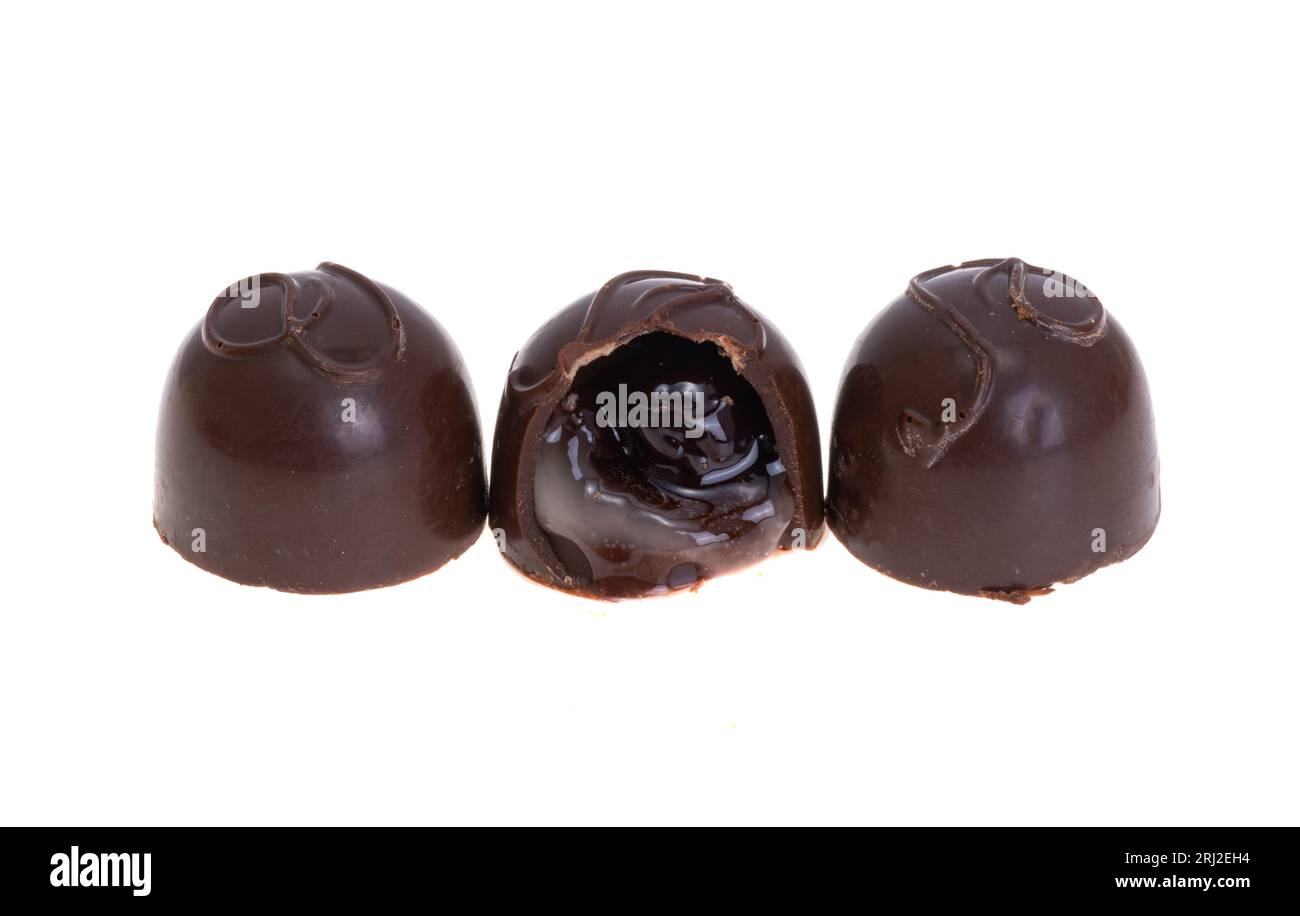 chocolate candies with liquor isolated on white background Stock Photo ...