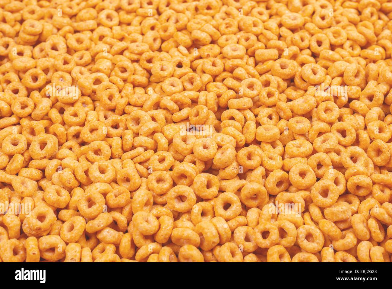 Corn-flakes background and texture. Top view. Honey rings cereal box ...
