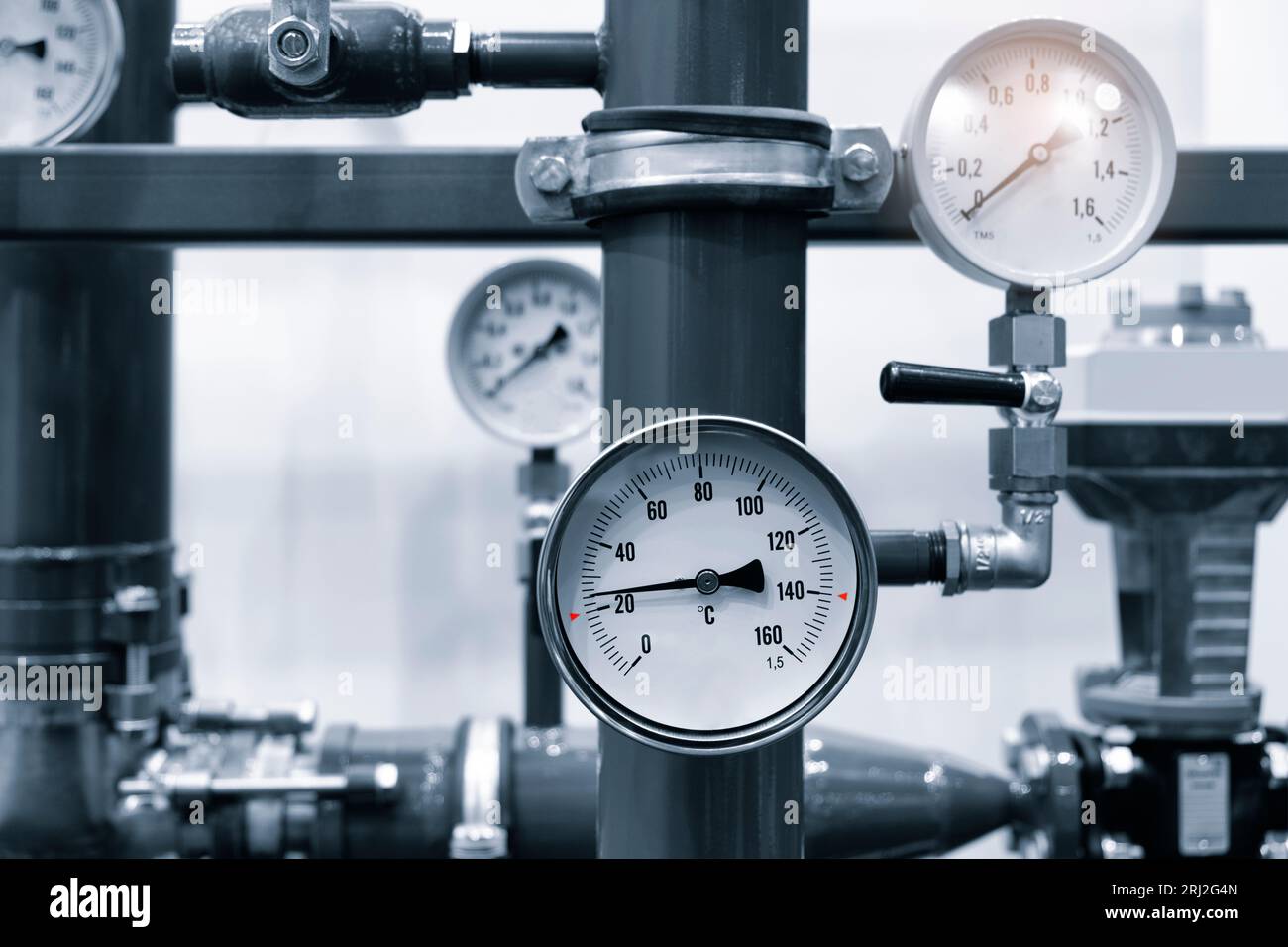 Industrial concept. equipment of the boiler-house, - valves, tubes ...