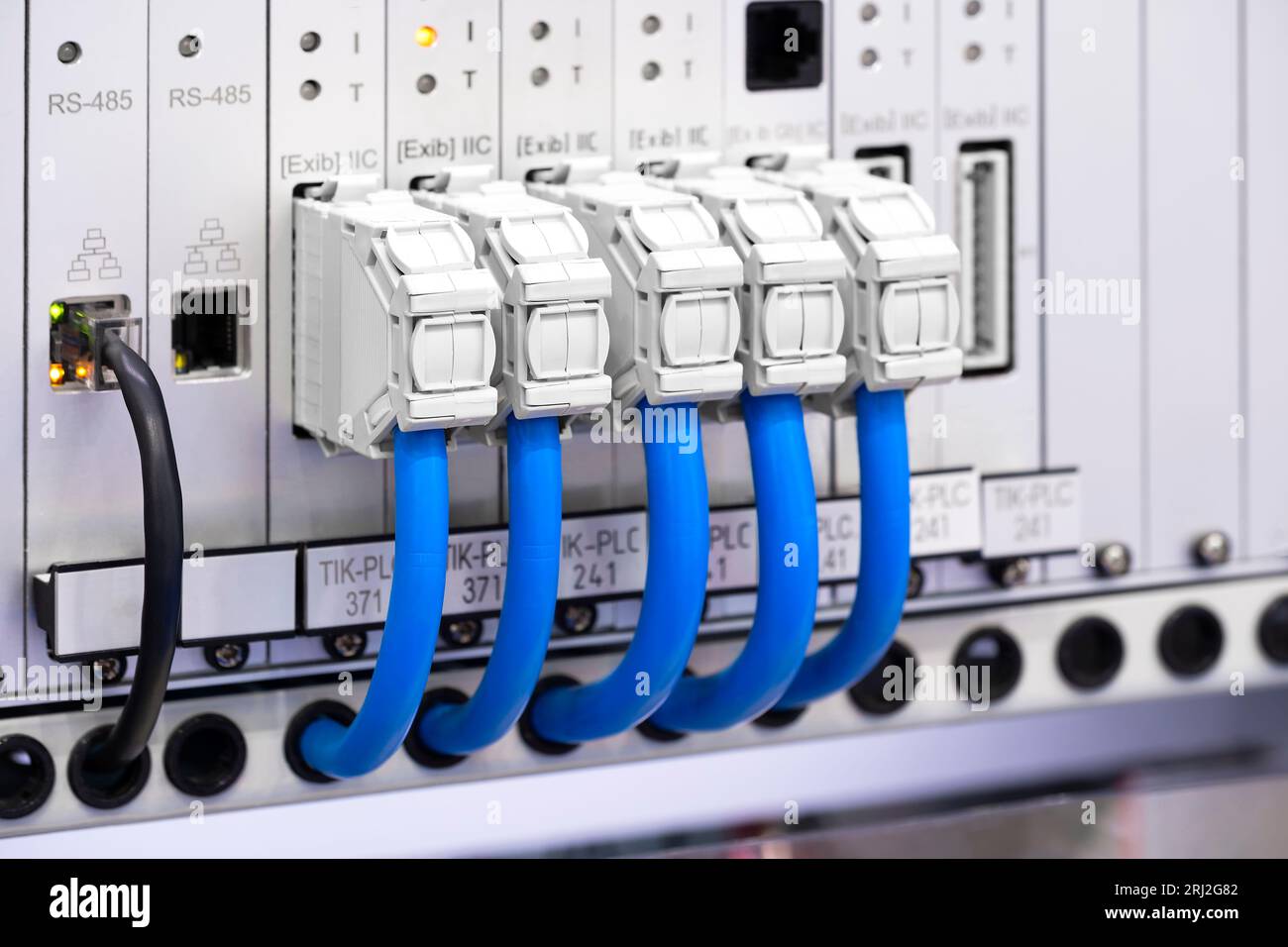 Network Cables Connected to Switch, network technology concept Stock ...