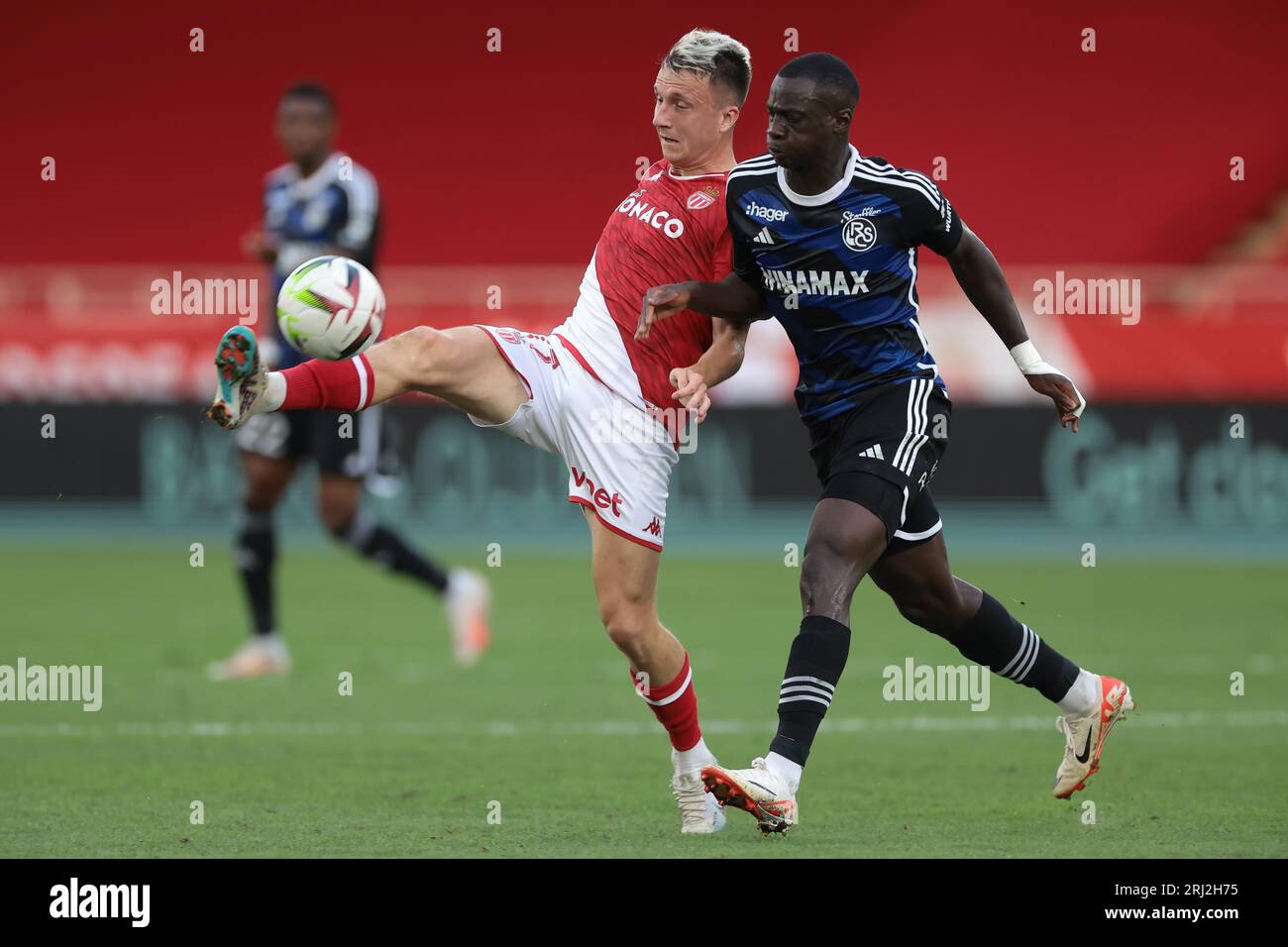 Monaco, Monaco. 20th Aug, 2023. Aleksandr Golovin of AS Monaco controls ...
