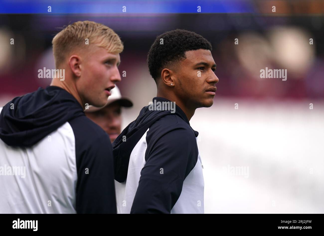 Chelsea's Mason Burstow (right) ahead of the Premier League match at ...