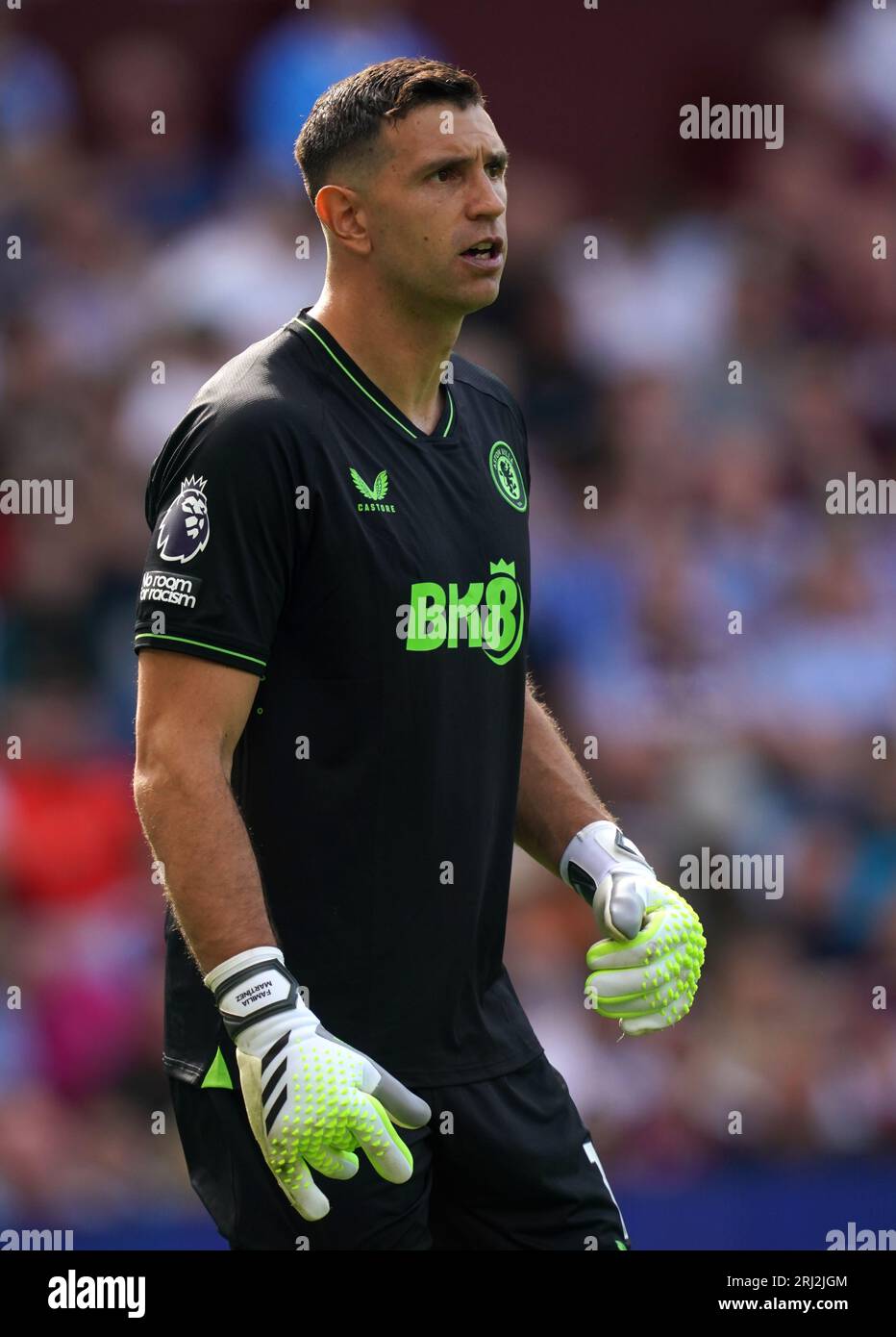 Aston Villa goalkeeper Emiliano Martinez during the Premier League ...